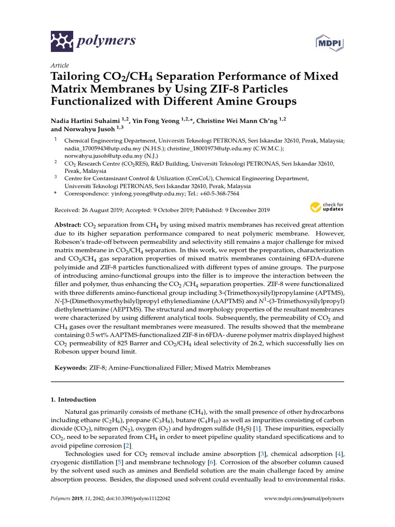 Tailoring CO2 CH4 Separation Performance | Download Free PDF ... Tailoring CO2 CH4 Separation Performance | Download Free PDF ...