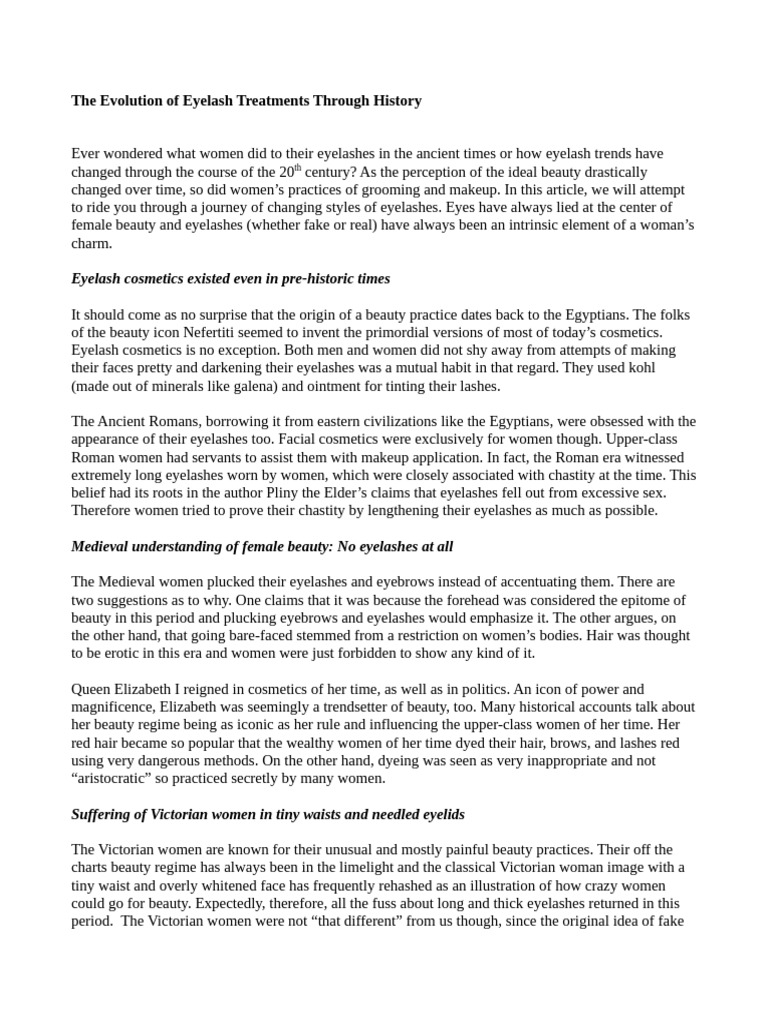 History of Lashes | PDF | Human Appearance