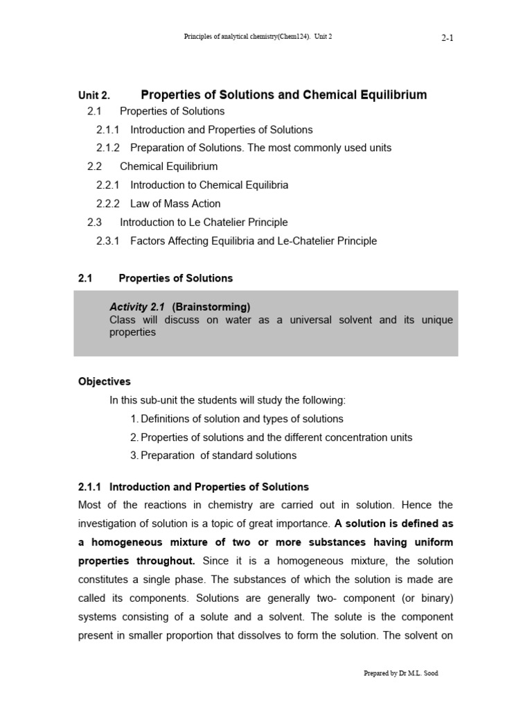 Solutions and Equilibria | PDF | Solubility | Chemical Equilibrium
