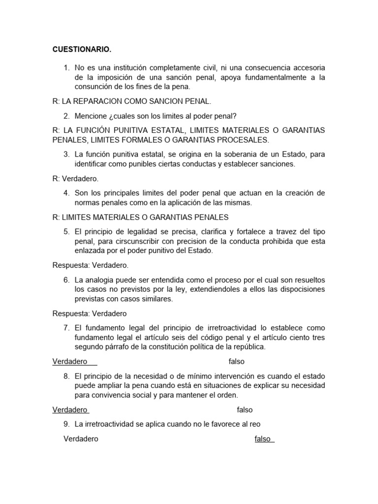 Banco Pregunta Penal 1 Tercera Parte | PDF | Castigos | Justicia