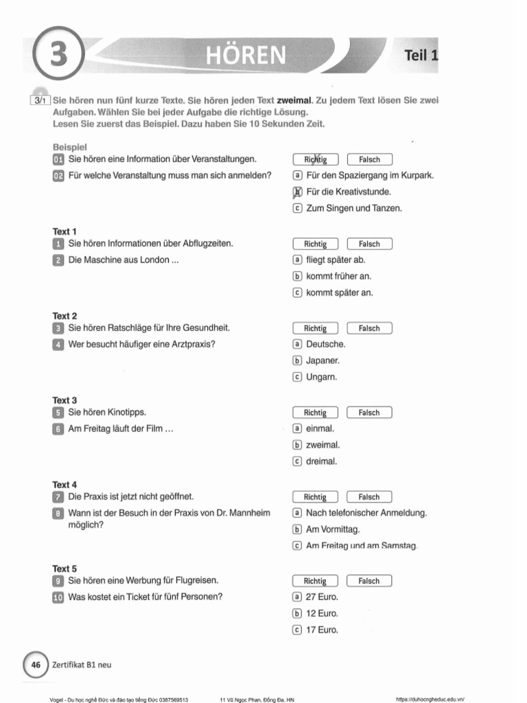 MODELLTEST - 3 - Hüren - B1 | PDF