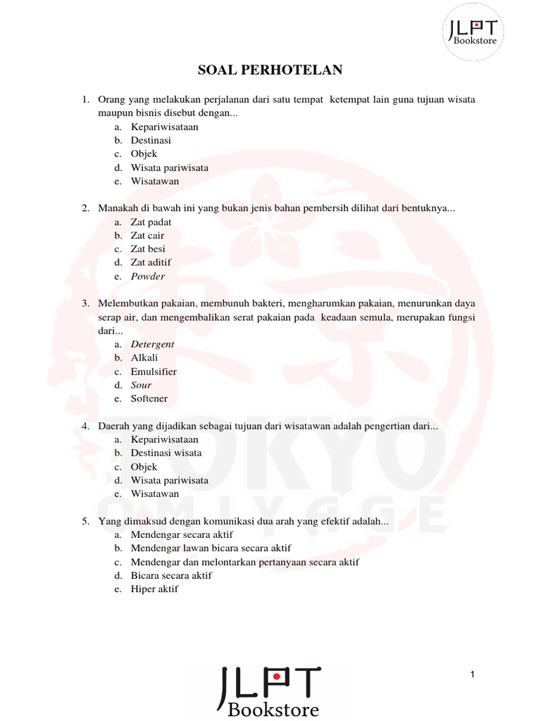 100 Soal SSW Perhotelan - KJ - WM | PDF