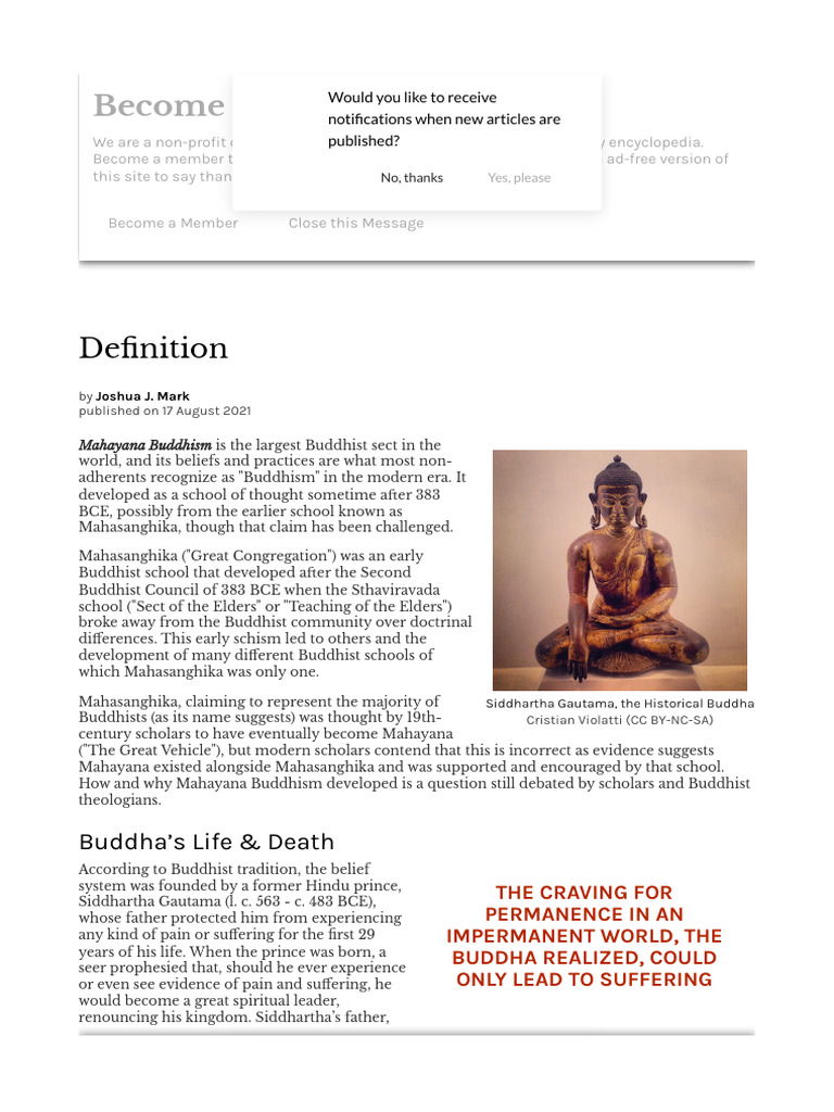 Mahayana Buddhism - World History Encyclopedia | PDF | Mahayana | Noble ...