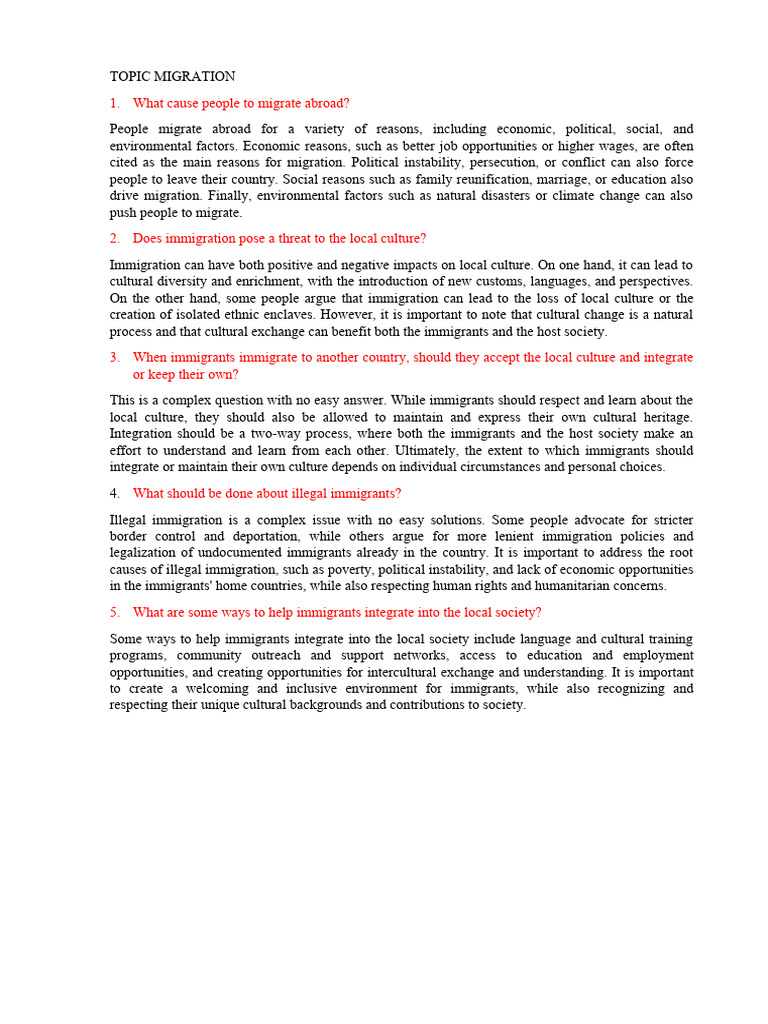 TOPIC MIGRATION | Download Free PDF | Immigration | Human Migration