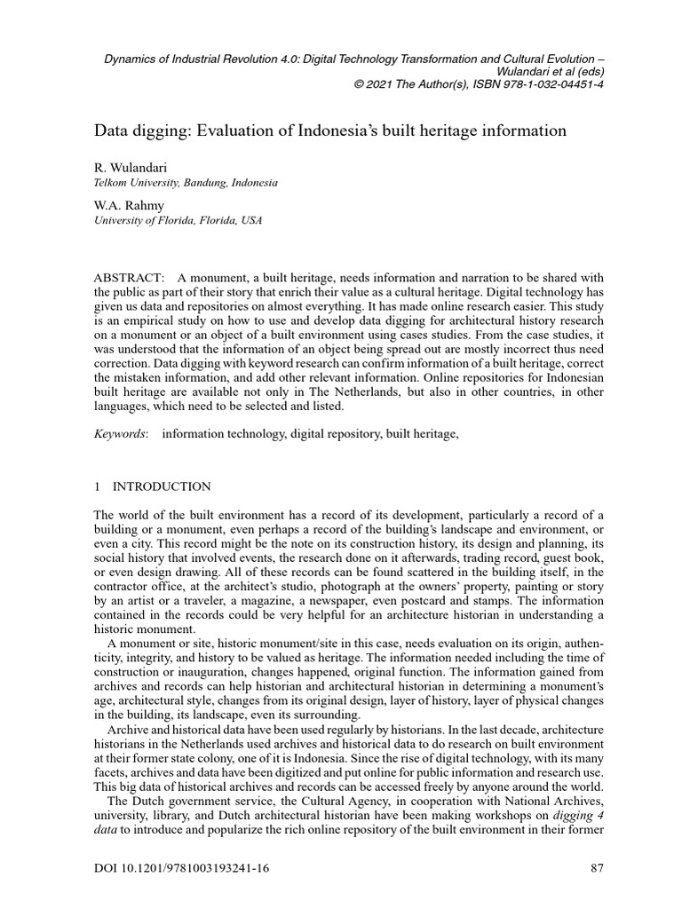 Data Digging for Indonesia's Heritage | PDF | Archive | Information