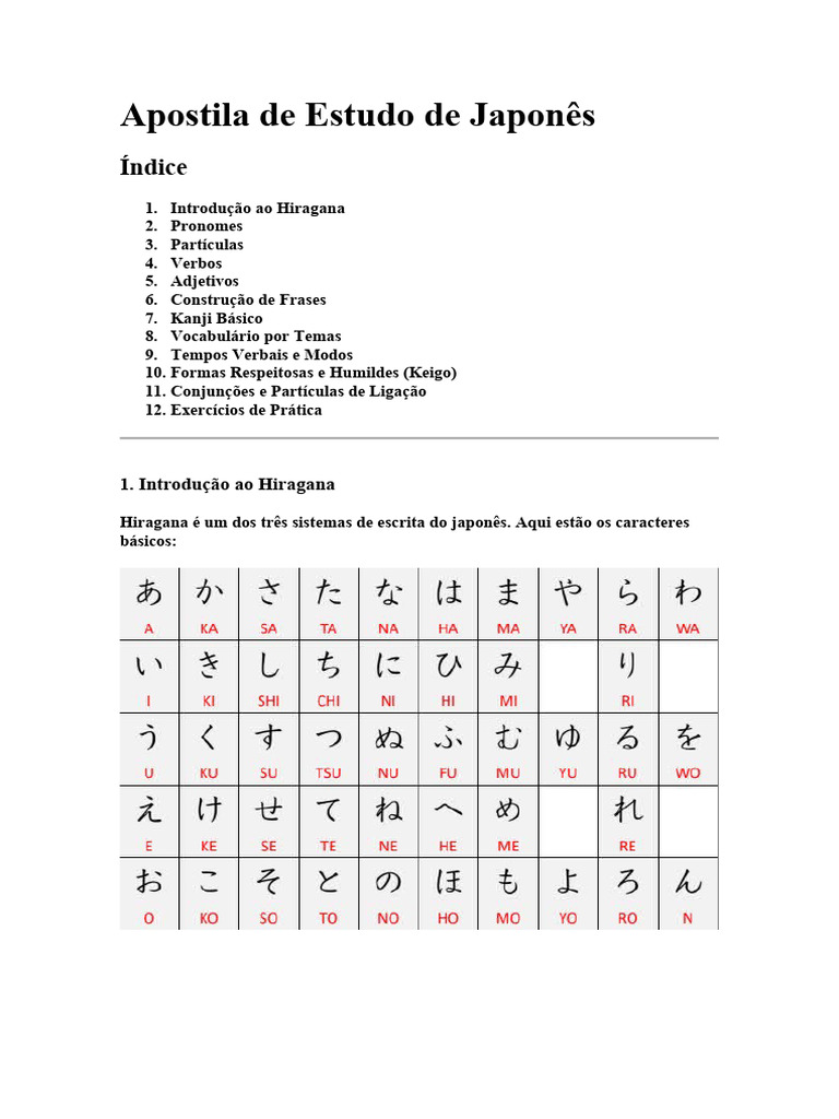 Apostila de Estudo de Japonês | PDF | Kanji | Japonês (idioma)