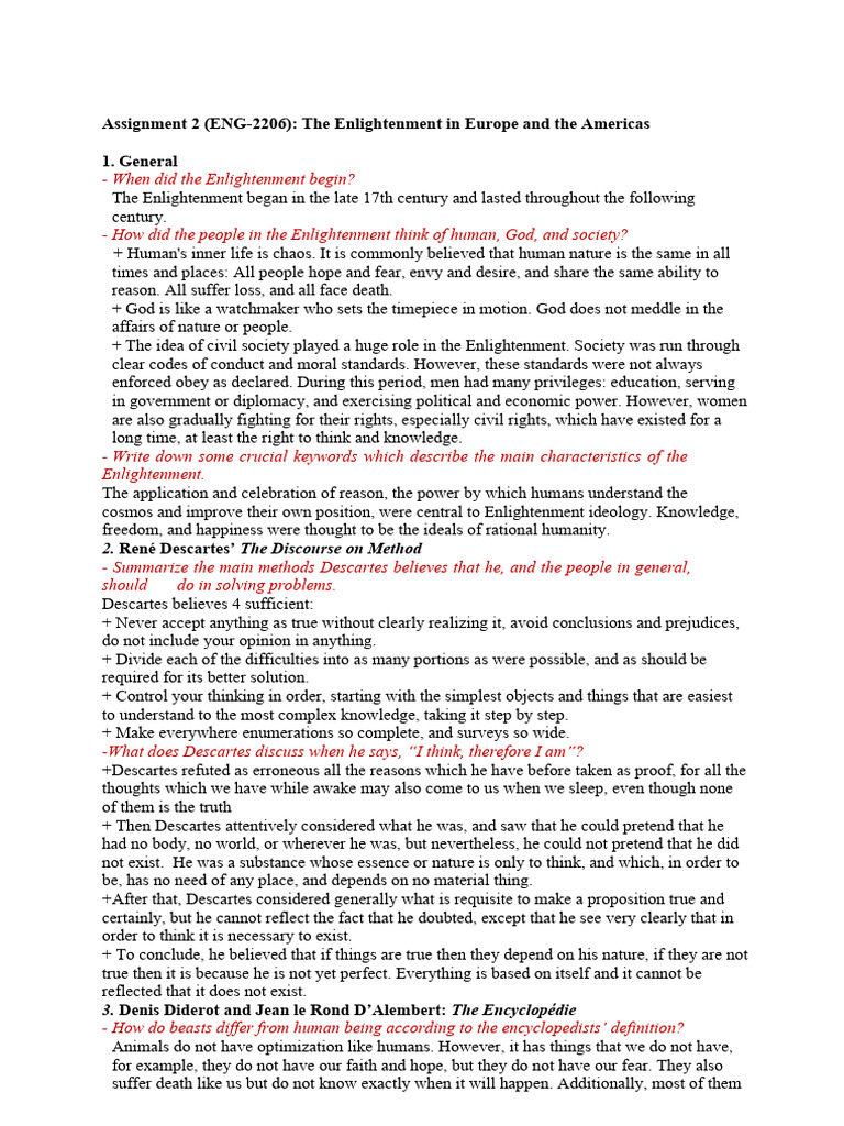 ENG2206 Ass2 | PDF | Reason | Age Of Enlightenment