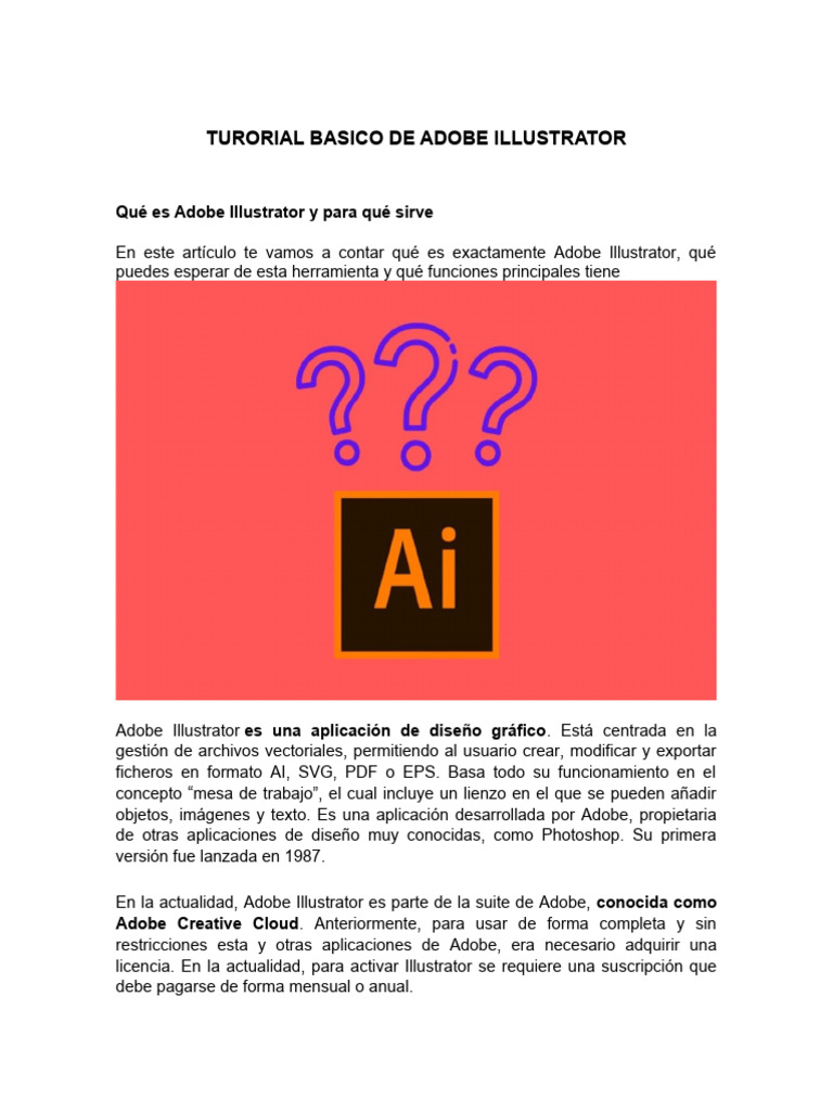 TUTORIAL ADOBE ILUSTRATOR Qué Es Adobe Illustrator y para Qué Sirve ...