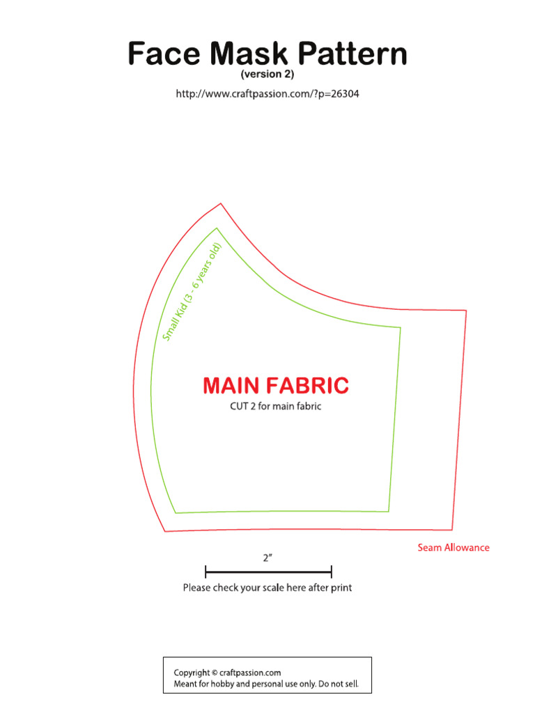 Small Kids 3-6y Face Mask Pattern | PDF