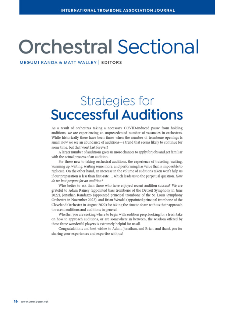 Strategies For Successful Auditions | PDF | Audition | Orchestras