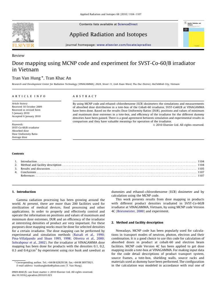 Dose_mapping_using_MCNP_code_and_experim | PDF | Absorbed Dose | Dosimetry