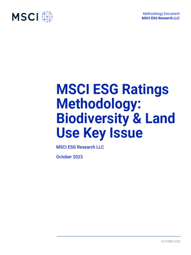 MSCI ESG Ratings Methodology - Biodiversity & Land Use Key Issue | PDF | Msci | Financial Adviser