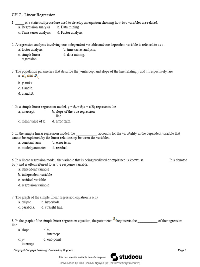 CH07 Linear Regression | PDF | Regression Analysis | Errors And Residuals