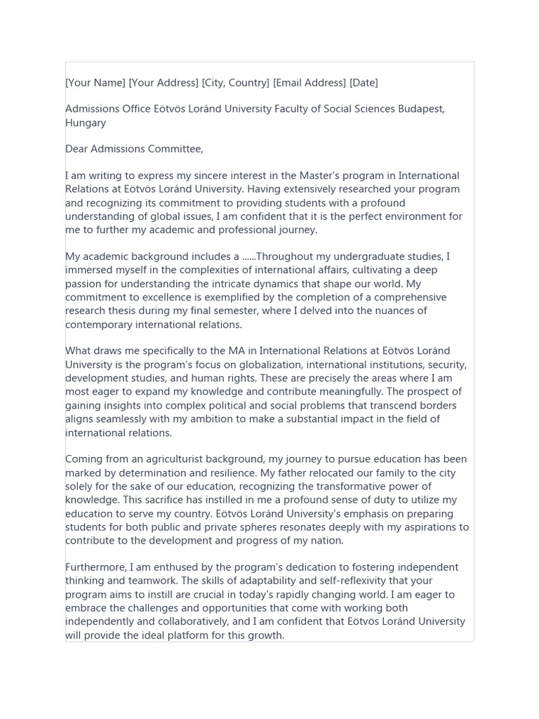 motivation letter template | Download Free PDF | Liberal Arts Education