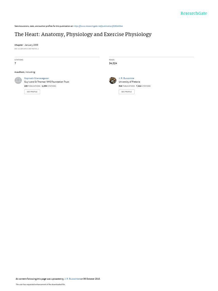 The Heart Anatomy Physiology and Exercise Physiolo | PDF | Coronary ...