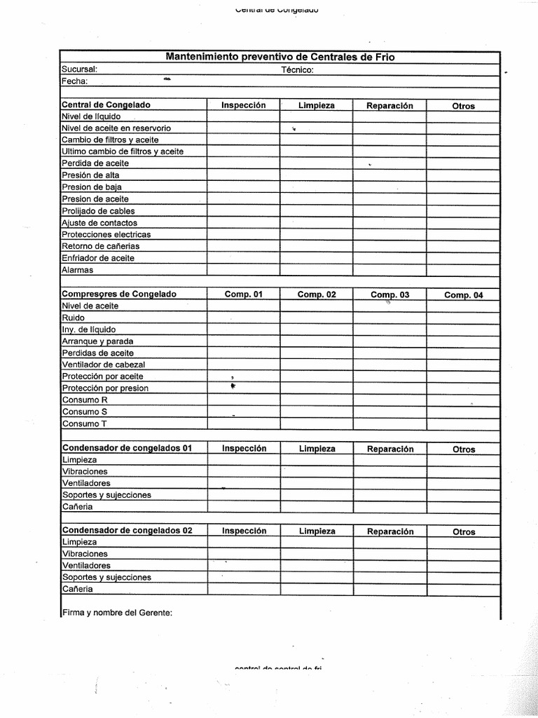 Mantenimiento Central De Frio Pdf