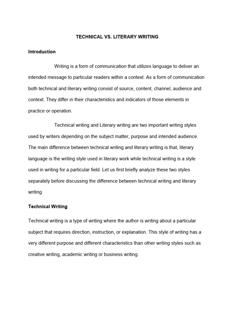 Technical vs. Literary Writing Styles | PDF | Writing | Documentation