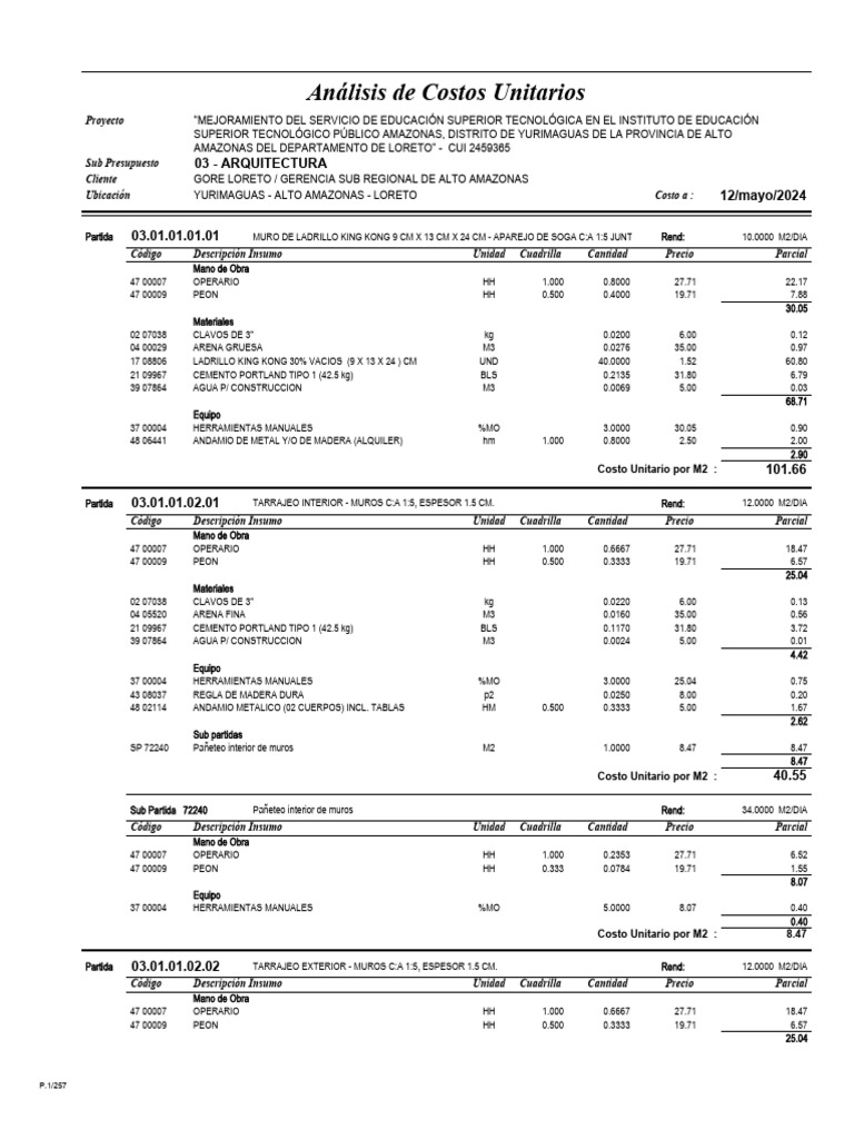 APU CARPINTERIA | PDF | Sector secundario de la economía | Ingeniería estructural