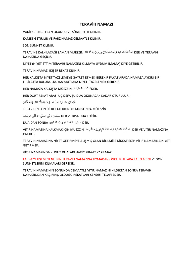 Teravi̇h Namazi | PDF