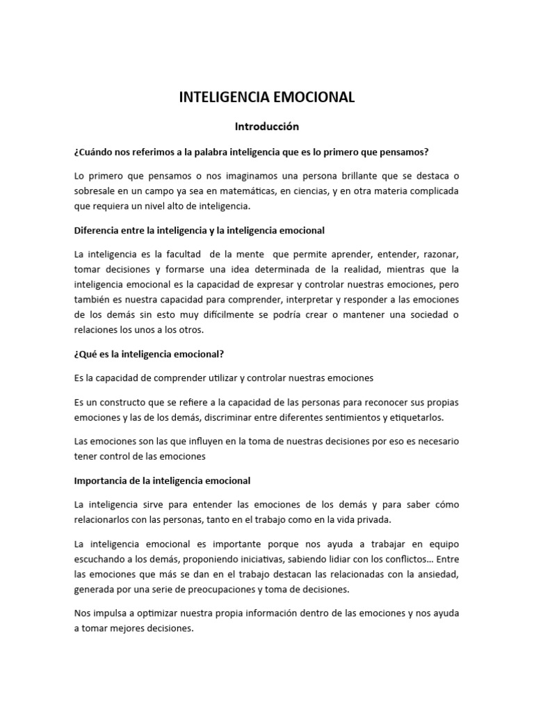 Claves de la Inteligencia Emocional | PDF | Las emociones ...