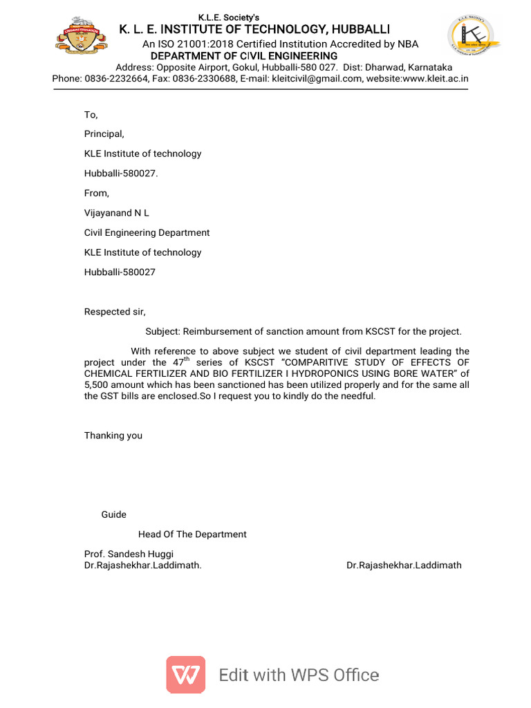 Reimbursement Request for KSCST Project | PDF | Technology & Engineering