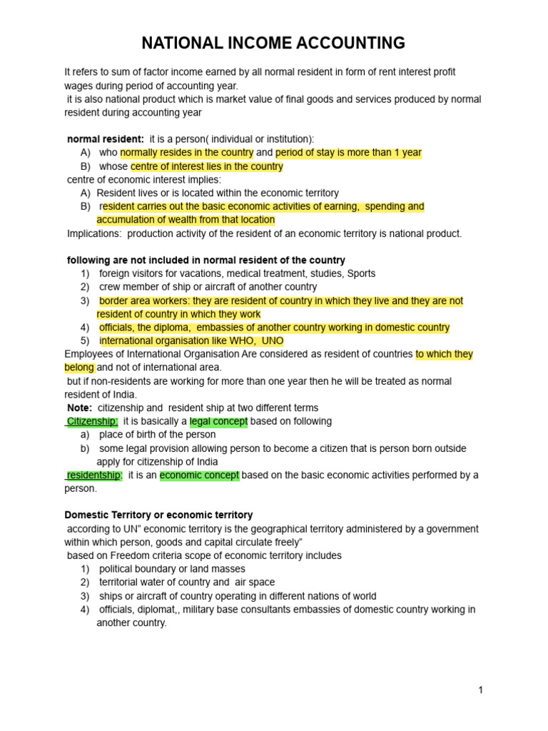 NATIONAL INCOME Part 1 Notes | PDF | Gross Domestic Product | Income