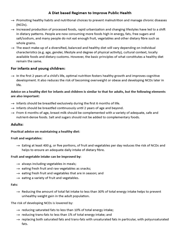 Diet Based Regimen to Improve Public Health | Download Free PDF ...