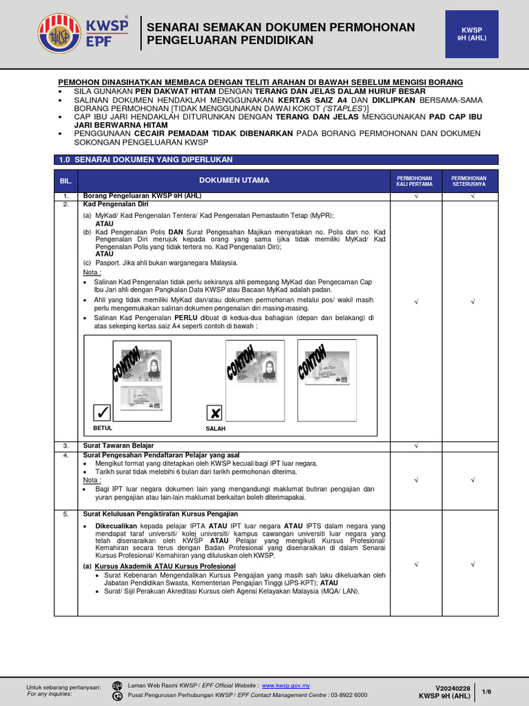 Form KWSP 9H AHL BM | PDF