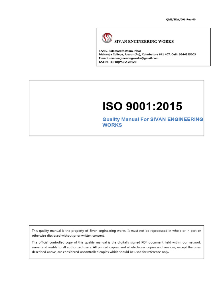 quality-manual-SEW-new | PDF | Quality Management System | Iso 9000