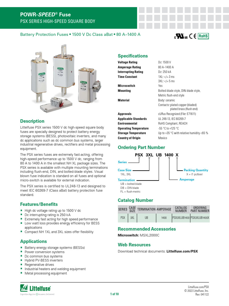 Powr-Speed Fuse: Specifications | PDF | Fuse (Electrical) | Electrical ...
