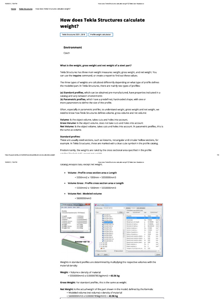 How Does Tekla Structures Calculate Weight | PDF