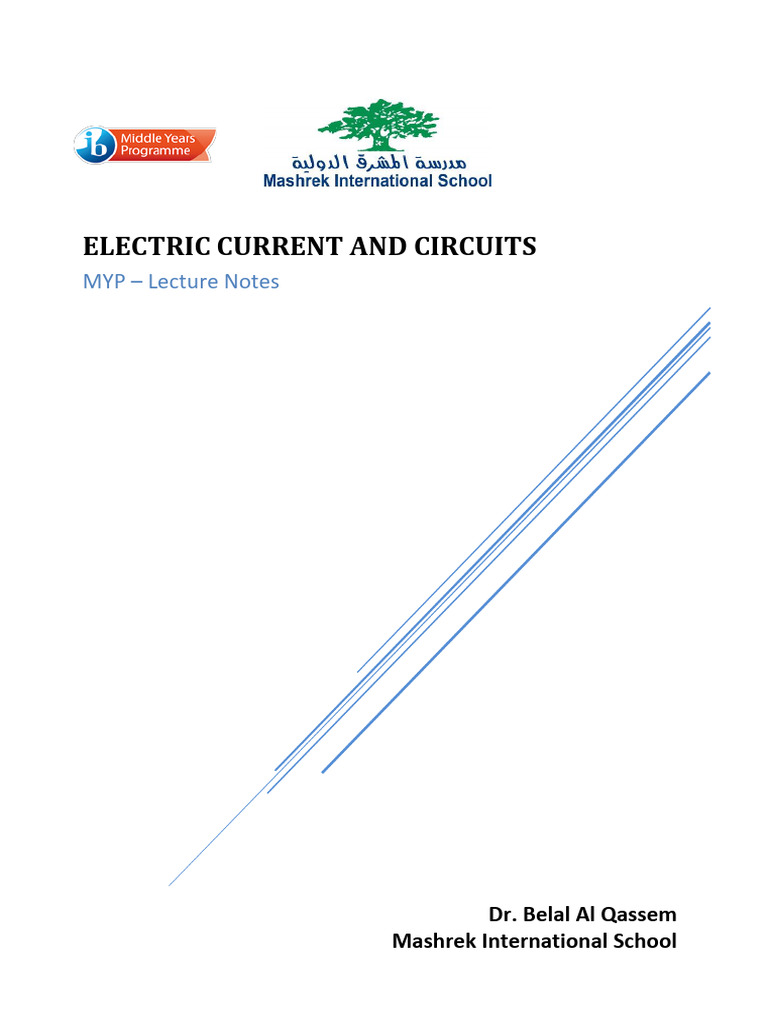MYP - Mashrek - Electric Current and Circuits - 2022 | PDF | Voltage ...