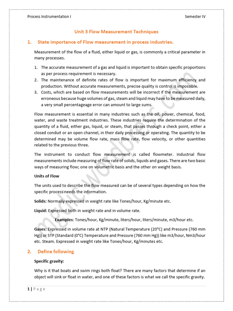 Process Flow Measurement Guide | PDF | Laminar Flow | Flow Measurement