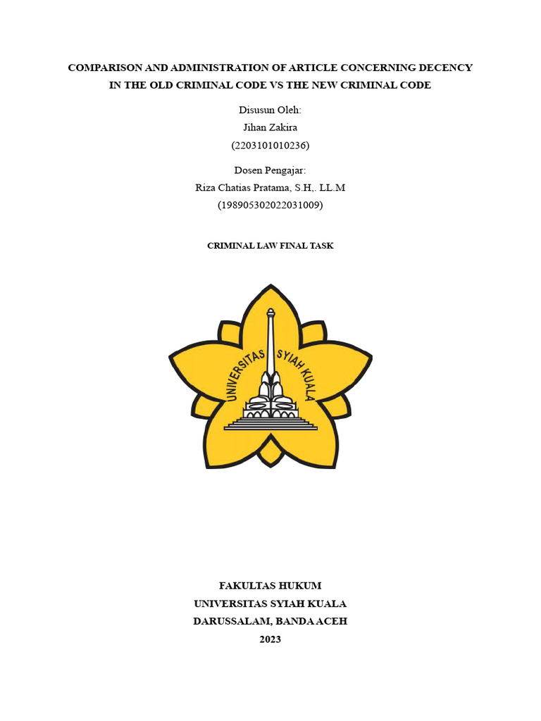 Decency Crimes: Old vs New Criminal Code | PDF | Crimes | Crime & Violence