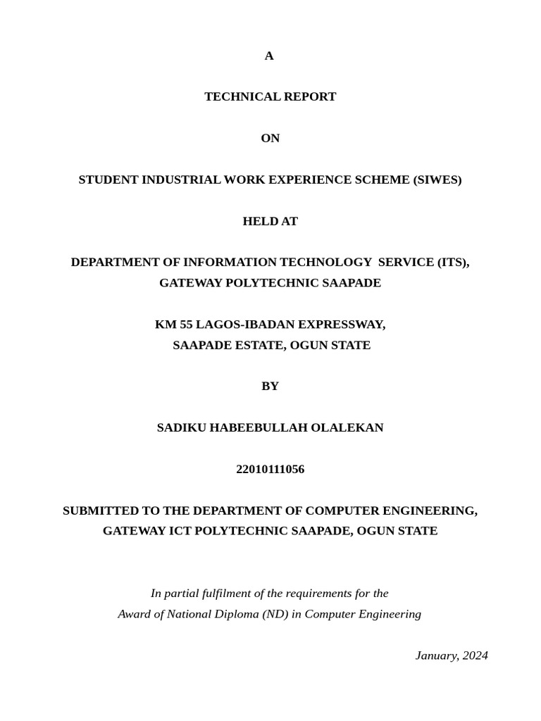 SIWES Report: IT Experience at Gateway Polytechnic | PDF | Photocopier ...