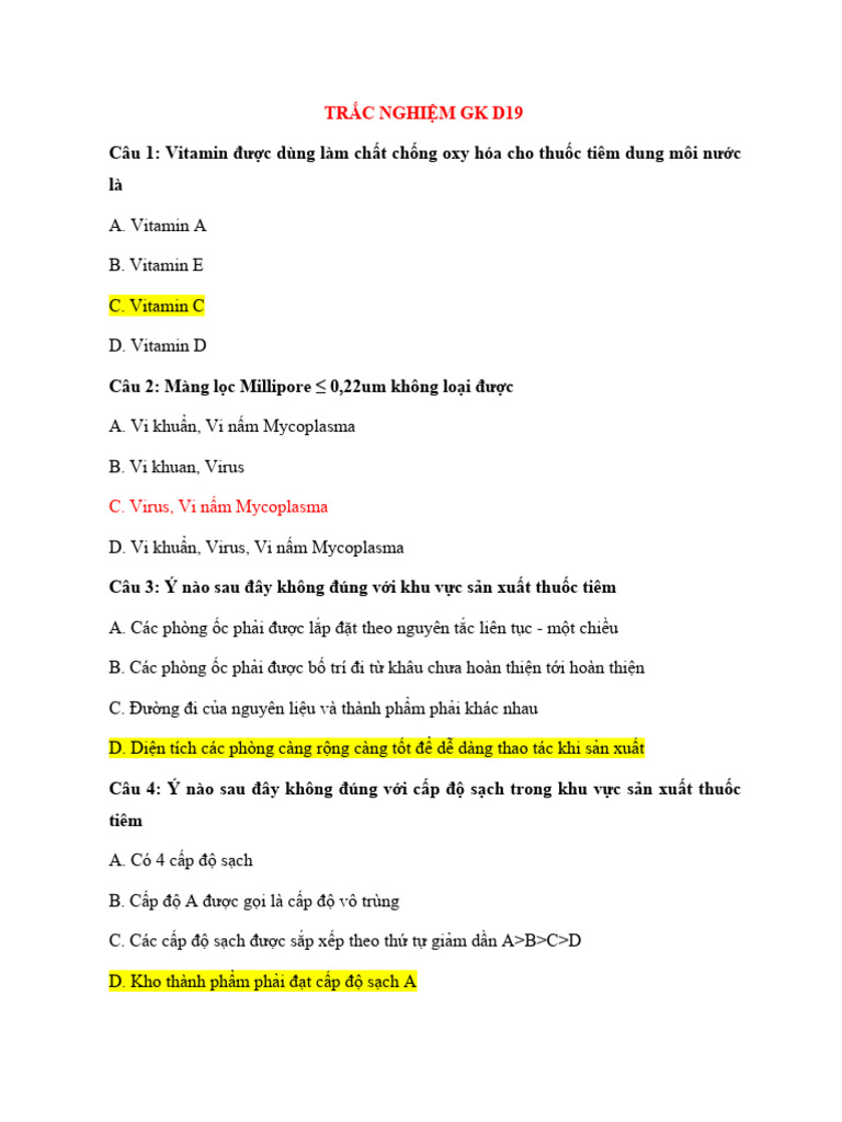 TRẮC NGHIỆM GK D19 1 | PDF