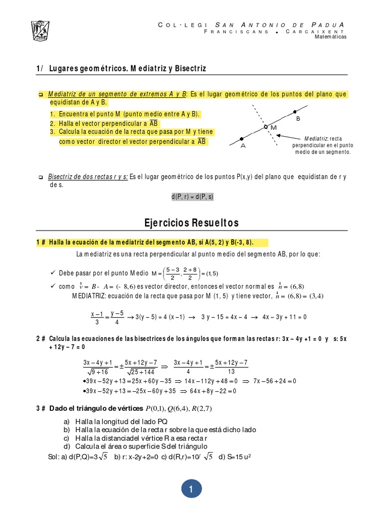 Lugares Geometricos Conicas Teoria | PDF | Triángulo | Geometría Elemental