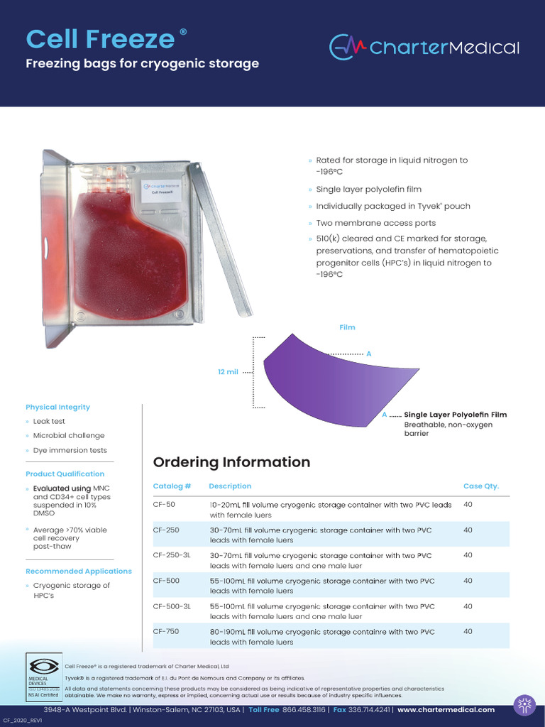 Cell-Freeze-Data-Sheet_2020_UPDATED-CF_2020_REV1 (1) | PDF