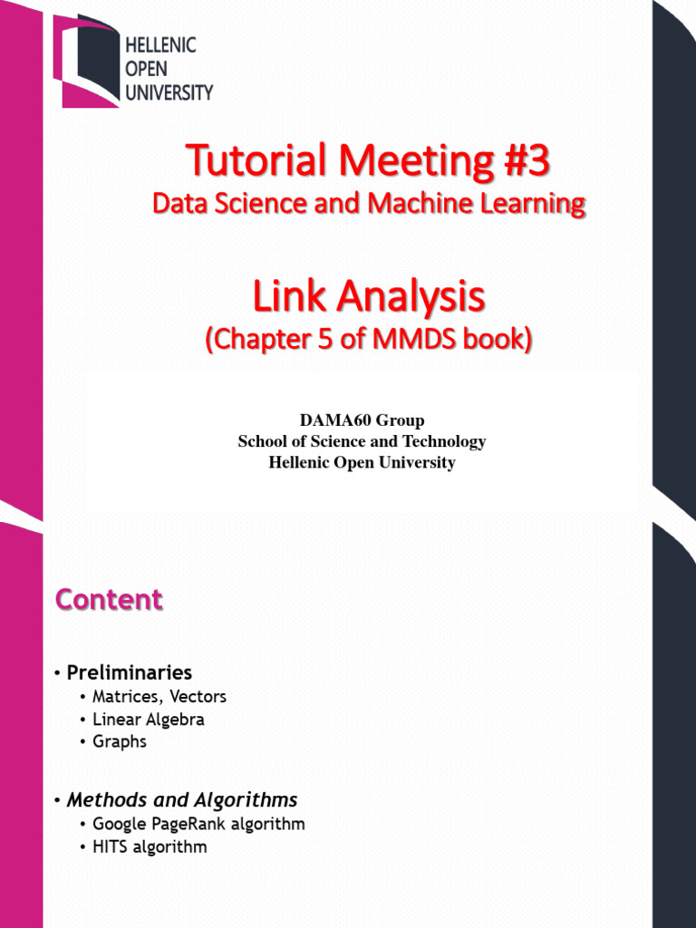 TM3 ch05 Link Analysis | PDF | Matrix (Mathematics) | Vertex (Graph Theory)