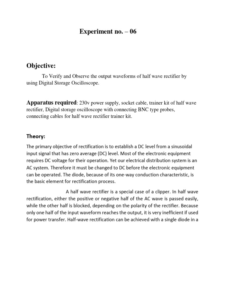 Varification of Half Wave | PDF | Rectifier | Direct Current