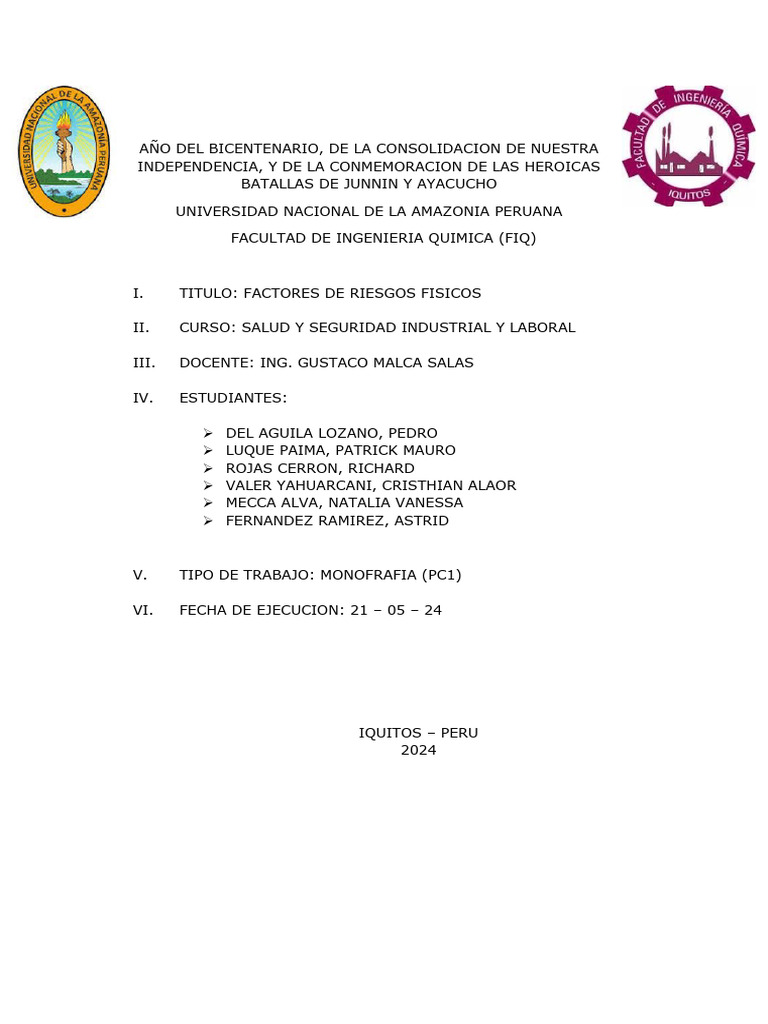 Factores de Riesgos Fisicos (PC1) - Grupal | PDF | Radiación | Radiación ionizante