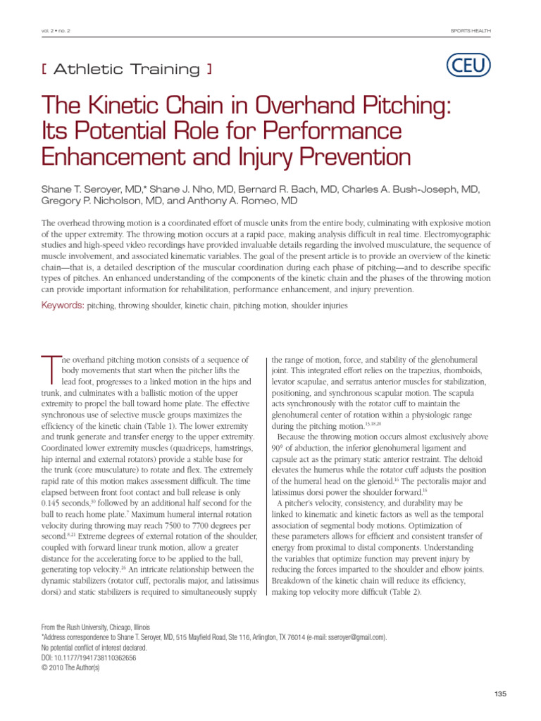 The Kinetic Chain in Overhand Pitching I | PDF | Anatomical Terms Of ...