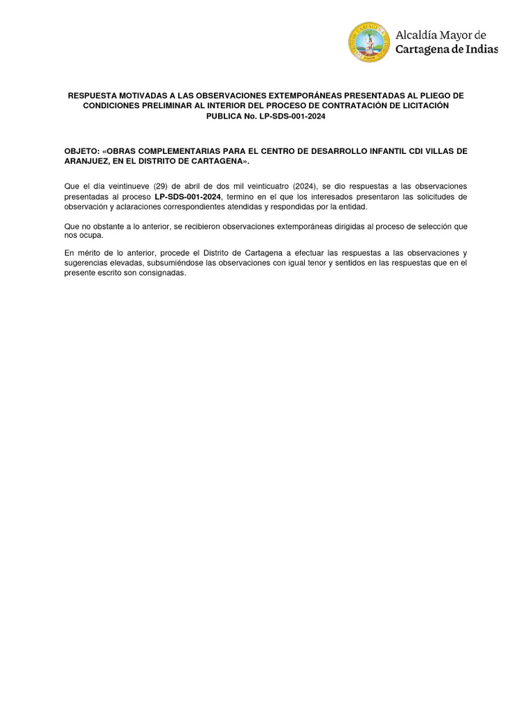 Consolidado Respuesta Obs Extemporaneas Proceso Seleccion Cdi | PDF ...