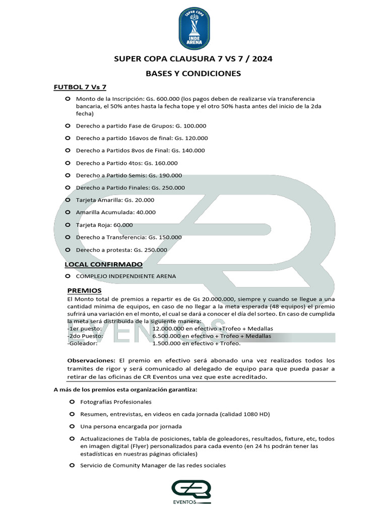 Bases y Condiciones y Reglamento Super Copa 2024 | PDF | Asociación de Futbol | Árbitro