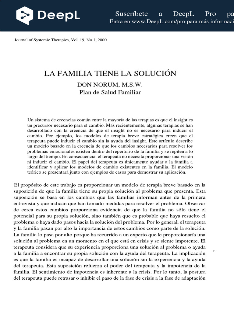 Don Norum. La Familia Tiene La Solucion | PDF | Depresión (estado de ...