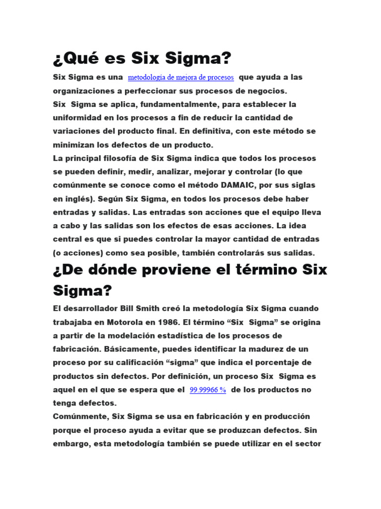 Qué Es Six Sigma | PDF | Six Sigma