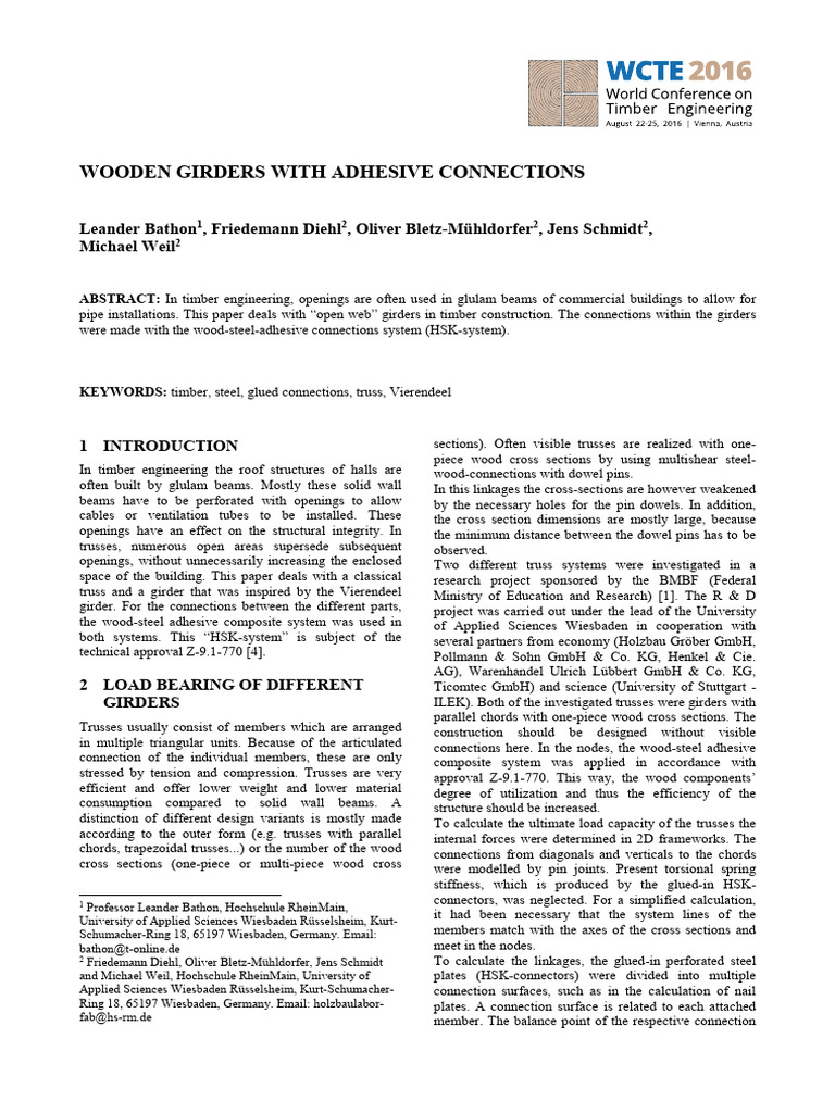 Bathon - Wooden Girders With Adhesive Connections | PDF | Truss ...