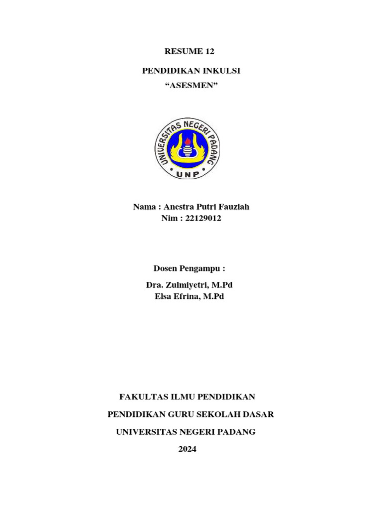 Resume 12 Pend Inklusi - Anestra Putri Fauziah (22129012) | PDF | Karier & Perkembangan ...
