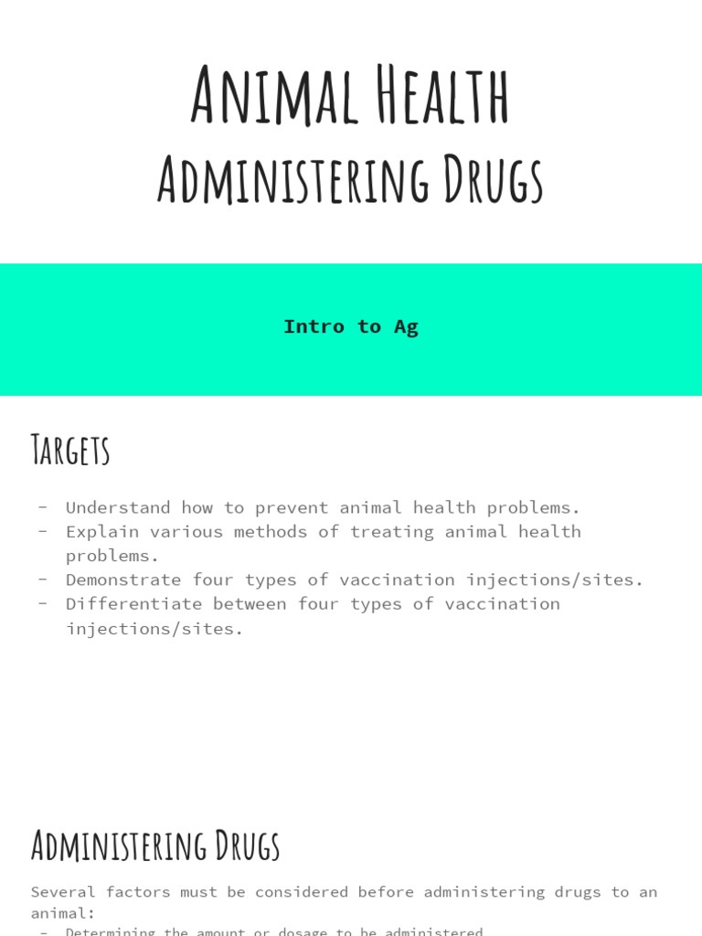 Administering Animal Health Drugs Guide | PDF | Injection (Medicine ...