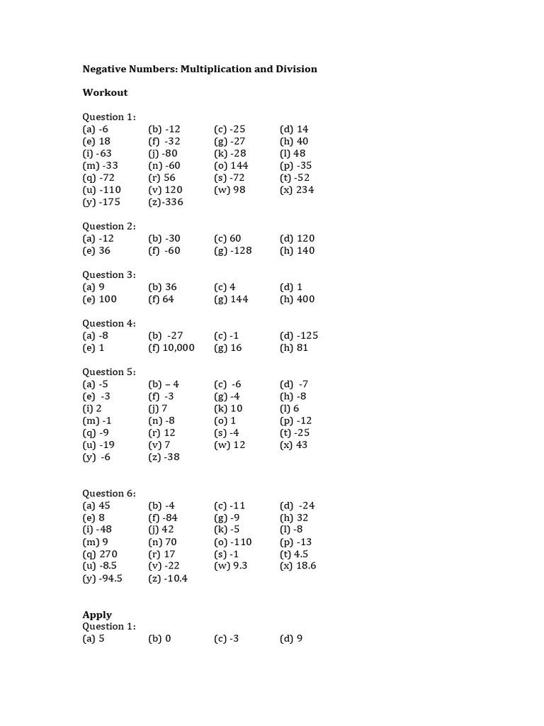 Negative Numbers | PDF | Teaching Methods & Materials | Science & Mathematics